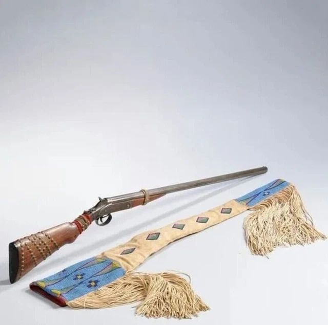 INDIAN BEADED NATIVE American Rifle Scabbard Sioux Style Suede Leather ...