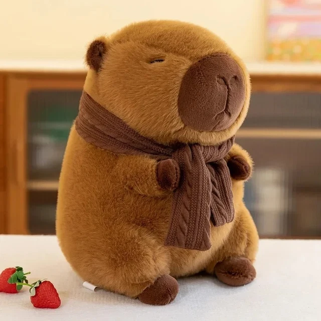 25CM CAPYBARA PLUSH Toy, Cute Capybara Teddy with Scarf, Realistic Soft ...