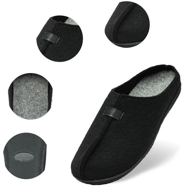 ALPINE SWISS MENS Felt Faux Wool Clog Slippers Comfortable Cushion ...