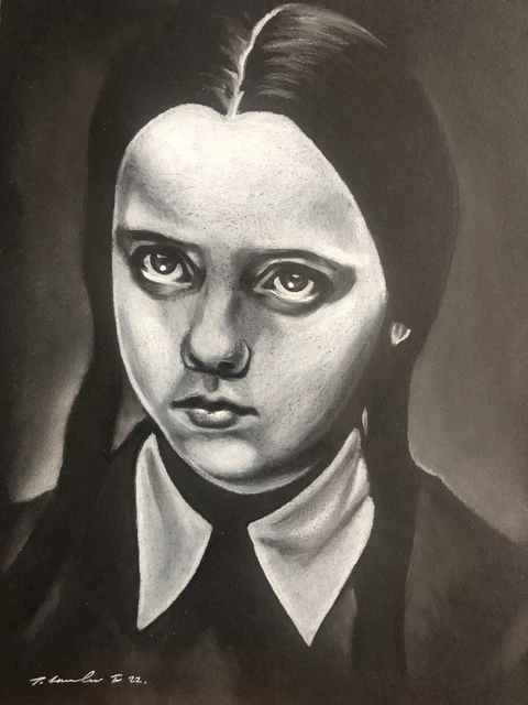 WEDNESDAY ADDAMS MATITA/DISEGNO pastello originale. Fan-Art. Christina ...
