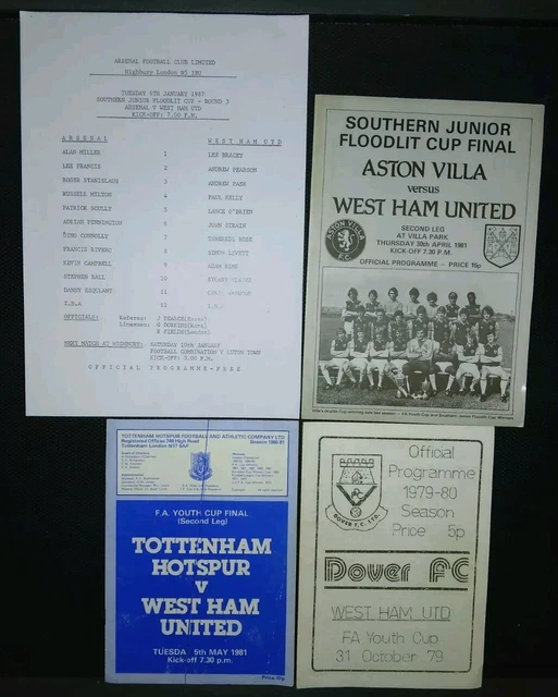 WEST HAM UNITED Programmes - 4 Youth Team Aways from 1979-1987 includes ...