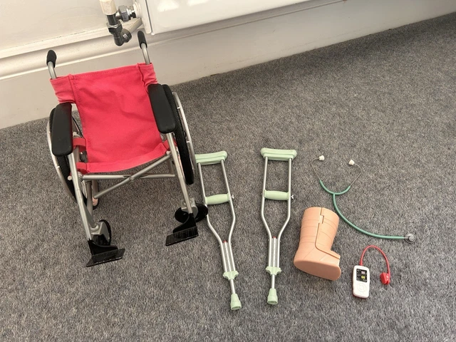 OUR GENERATION WHEELCHAIR, Crutches, Leg Cast, stethoscope, heart rate ...