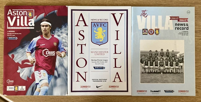 3 ASTON VILLA FC Football Programmes - Liverpool - Manchester United ...