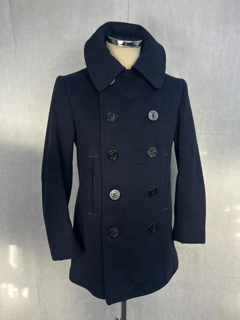 VTG WW2 USN Pea Coat 10 Button US Navy Pea Coat 1940s Reefer Jacket Fit ...