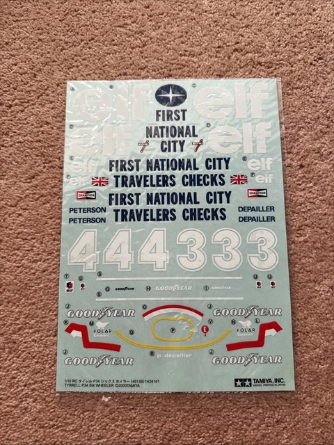TAMIYA 1/10 TYRRELL P34 Six Wheeler Decal Sheet 49138 ( 49154 ) NIP ...