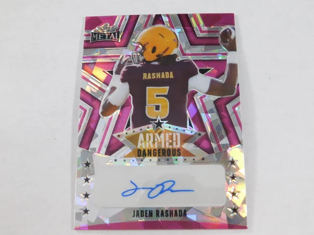JADEN RASHADA 2024 Leaf Metal Armed & Dangerous Cracked Ice AUTO 1/5 ...