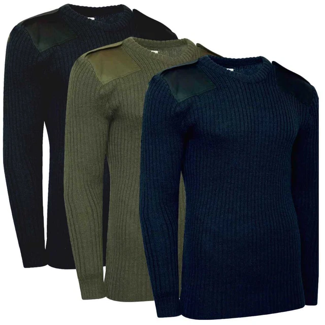 BRITISH ARMY STYLE Commando Jumper Crew Neck Sweater Pullover - Navy ...