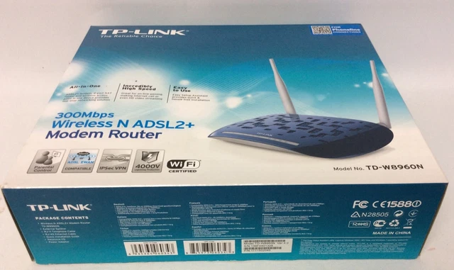 TP-LINK WIRELESS N ADSL2+ modem router TD-W8960N in scatola con cavi ...