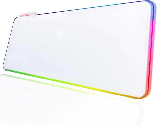 GAMING MOUSE PAD White RGB Mousepad Non-Slip Rubber Base Extra Large ...