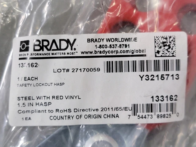 BRADY SAFETY LOCKOUT Hasp Y3215713, 133162 (Box of 10) $35.00 - PicClick CA