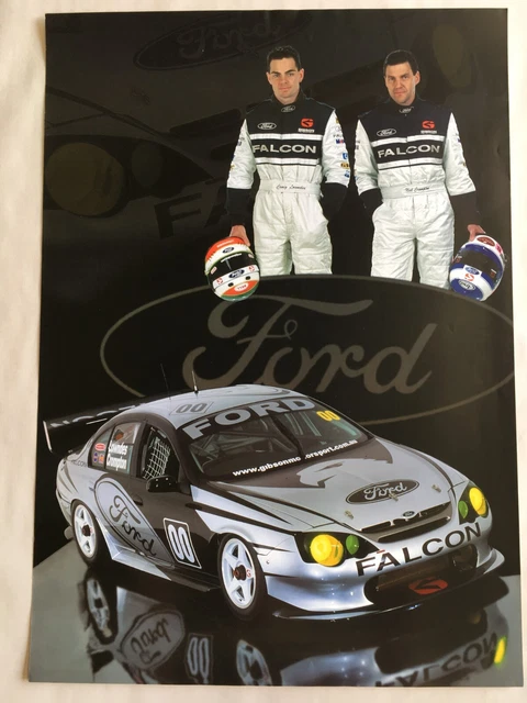 POSTER FORD FALCON Racing Car With Craig Lowndes & Neil Crompton Man ...