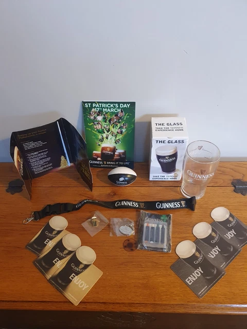 GUINNESS COLLECTABLES RARE Glass badge ball key ring lanyard crayons ...