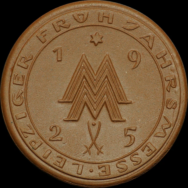 Grossenhain Sachsen Porzellan Medaille 1925 Gold Dekor
