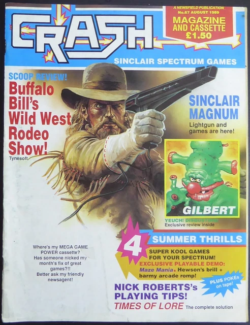 CRASH ZX SPECTRUM Magazine No.67 AUGUST 1989 With LONE WOLF Poster £6. ...