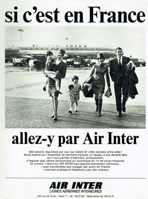 PUBLICITÉ ADVERTISING 1222 1968 Air Inter lignes aériennes intérieures ...