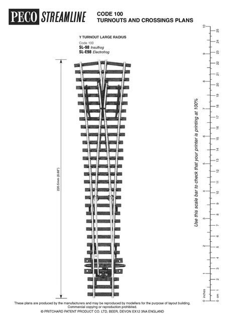CODE 100 Y Large Radius Turnout Electrofrog Peco OO SL-E98 EUR 28,06 ...