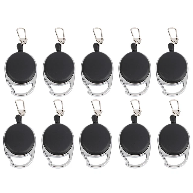 (10PCS)60CM NYLON WIRE Rope Retractable Key Chain Stretching Keys Clasp ...