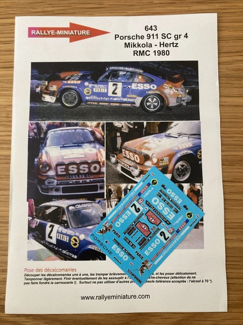 DECALS 1/43 PORSCHE 911 Mikkola Rallye Monte Carlo 1980 Wrc Rally ...
