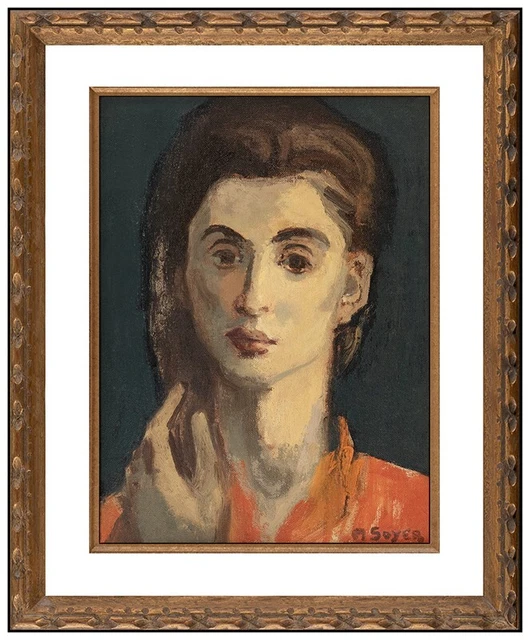 MOSES SOYER ORIGINAL Oil Painting On Art Board Signed Female Portrait ...