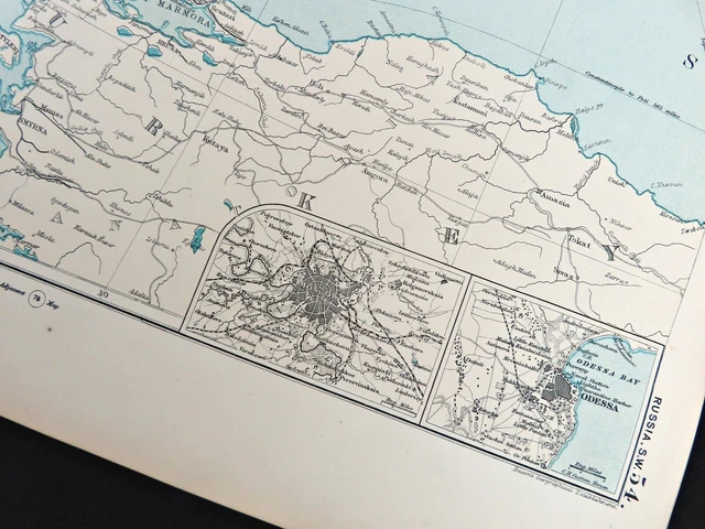 ANTIQUE MAP OF Ukraine Kiev The Black Sea Odessa Russia Ukrainian ...