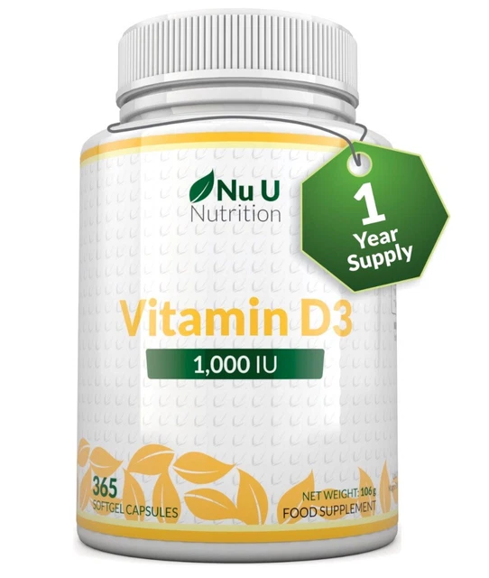 NU U NUTRITION Vitamin D3 1000 In 365 Softgels BBE 02/26 £10.87 ...