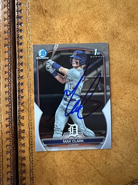 MAX CLARK DETROIT Tigers Firmato Autografato 1° Bowman Cromato Draft ...