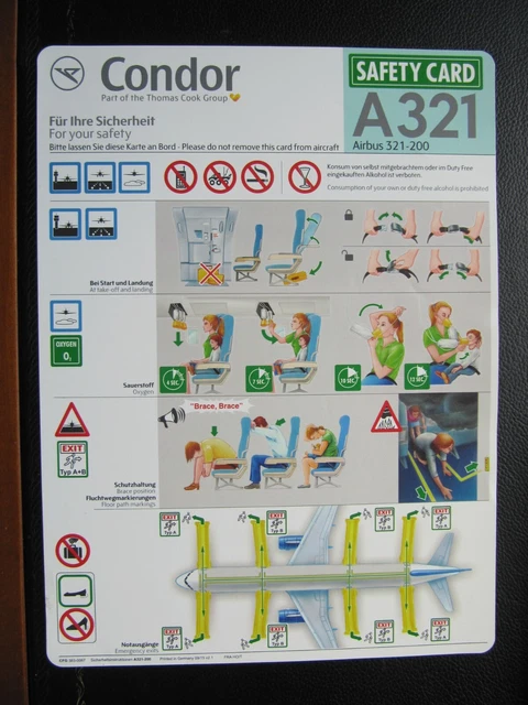 CONDOR THOMAS COOK GROUP safety card Airbus A 321 edition 09/15 £4.00 ...