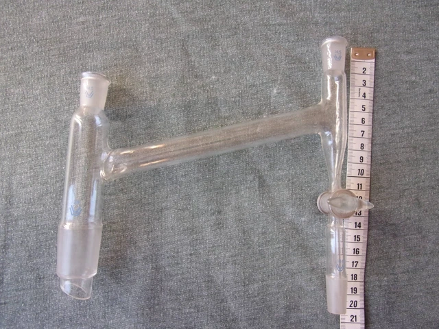 DESTILLIERAUFSATZ NACH PRAHL mit Glashahn, Hülse NS 14, Kerne NS 29/32 ...