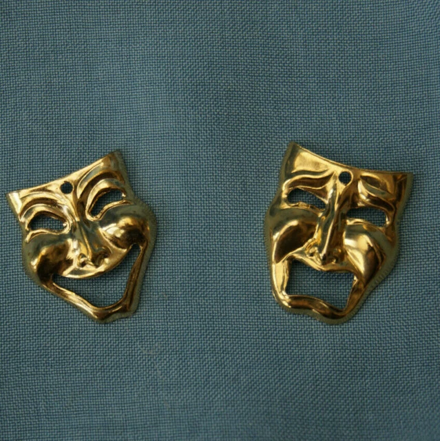 MINI METAL COMEDY Tragedy Madi Gras Masks 30mm - 1 pair £2.50 - PicClick UK