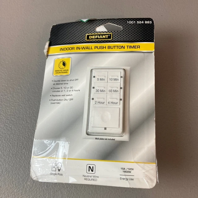 DEFIANT 120V 15A Push Button Countdown Timer Switch with Screw ...