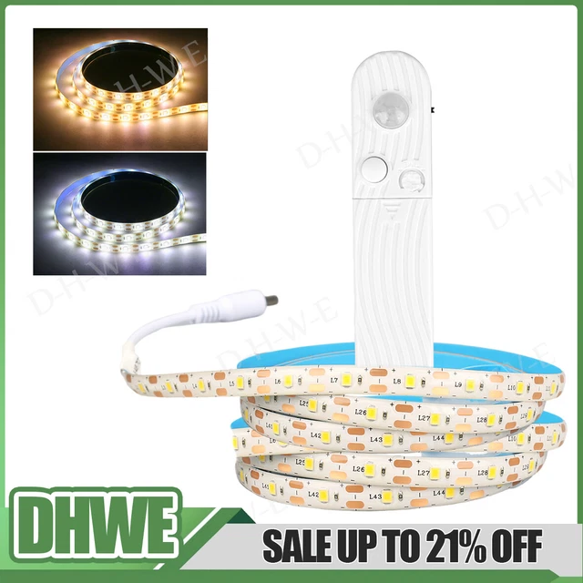 PIR MOTION SENSOR LED Strip Light Battery Powered Stair Closet Cabinet ...