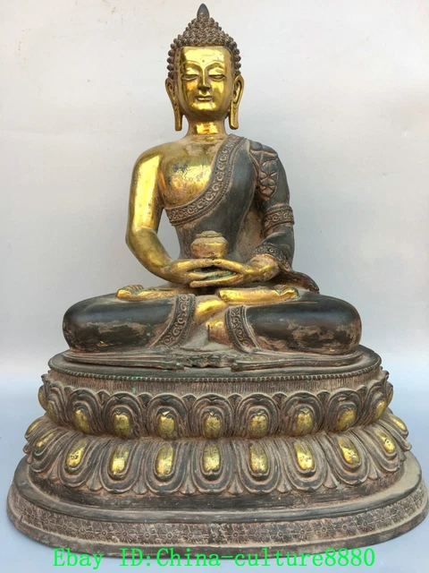 18.8 '' VIEUX Bouddha Shakyamuni Amida en Bronze violet tibétain or EUR 768,00 - PicClick FR