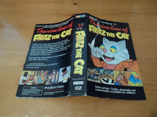 THE NINE LIVES Of Fritz The Cat VHS Video 1974 Spectrum Certifitcate X ...
