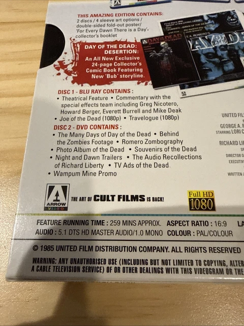 ARROW VIDEO DAY Of The Dead (Blu Ray & DVD, 2010) + poster, booklet ...