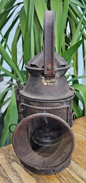 ANTIQUE VINTAGE RAILWAY Hand Lamp Lantern Reclaimed Industrial ...