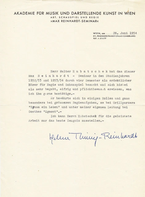 HELENE THIMIG - Reinhardt, lettera e foto con altri Firma, intorno al ...