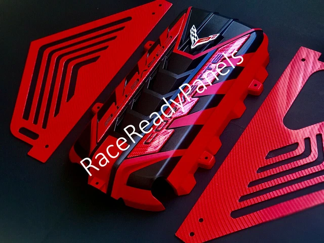 2020/24 CORVETTE C8 Engine Cover Torch Red Carbon Fiber Appearance Pkg ...