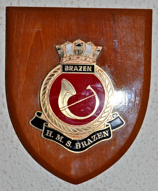 VINTAGE HMS BRAZEN wall shield plaque crest Royal Navy RN £32.00 ...