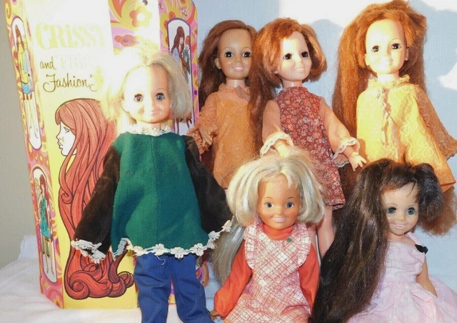IDEAL CRISSY DOLLS Crissy Velvet Dina Mia 1970 Tote 7Pc Doll Lot ...