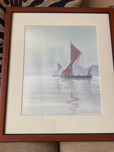 THAMES SAILING BARGE Original Framed Watercolour By Eminent Artist ...