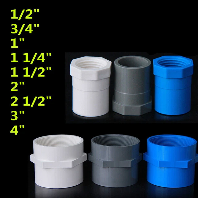 PVC PLASTIC PIPE Fittings BSP 1/2" to 4" Female Threaded Coupling ...