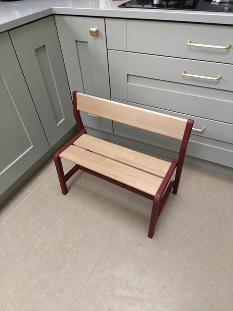IKEA YPPERLIG CHILDREN'S bench in beech and dark red £20.00 - PicClick UK