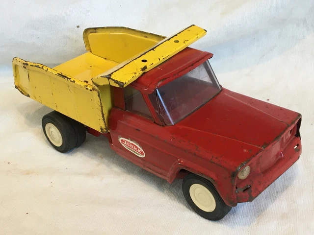 VINTAGE TONKA MULDENKIPPER LKW Jeep Metall rot gelb Hügel Minnesota EUR ...