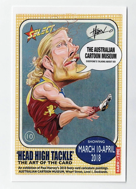 2018 HEAD HIGH TACKLE AFL Cartoon Postcard: DANIEL RICH .... (Brisbane ...