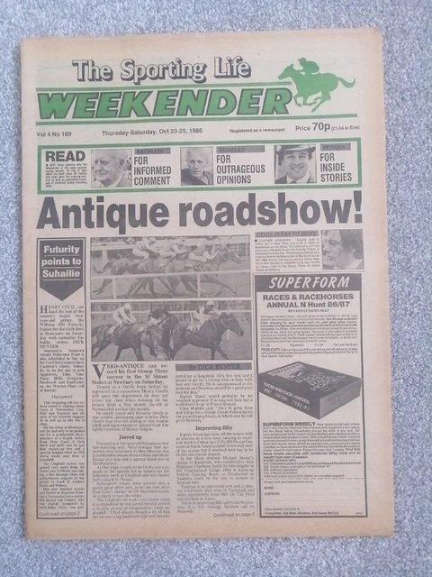 THE SPORTING LIFE Weekender Newspaper October 23-25th, 1986 £2.75 ...