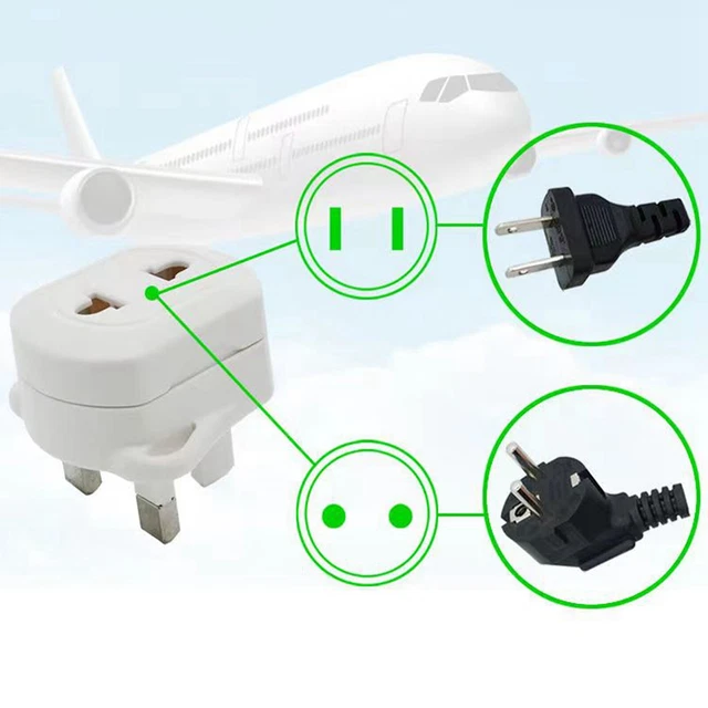 UK 2-PIN TO 3-Pin Shaver Adapter Plug Socket Converter European Travel ...