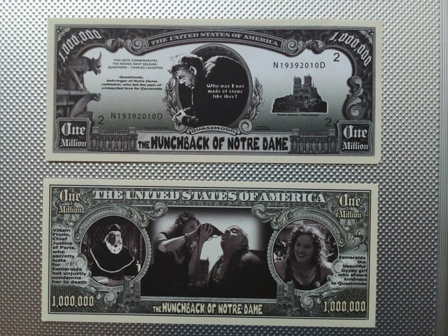 2 HUNCHBACK OF Notre Dame 1 Million Dollars Doublesided Novelty ...