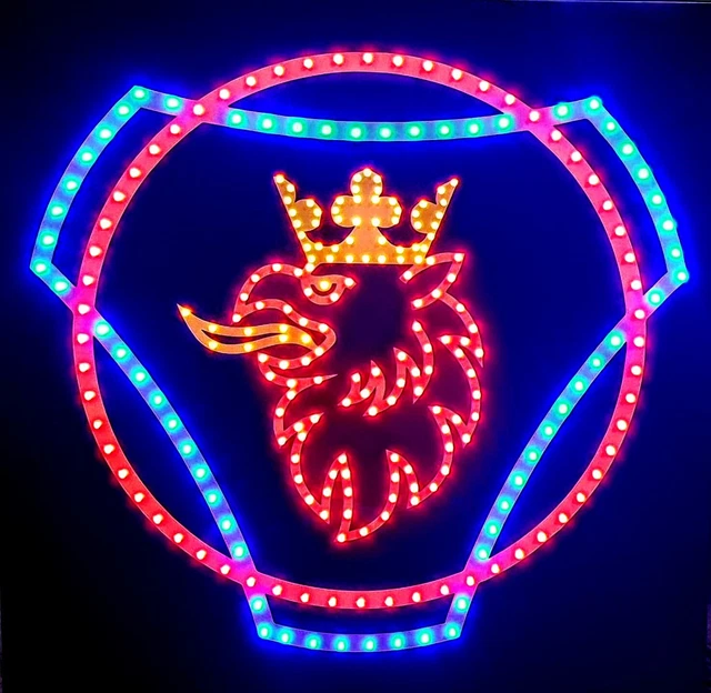 SCANIA TRUCK / LORRY LED LOGO LIGHT BOARD CABIN LED SIGN 50x50cm + FREE ...
