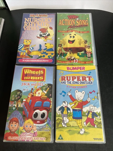 X4 RETRO VHS Nursery Rhymes / Songs Video Tapes Inc Rupert, Tumble Tots ...