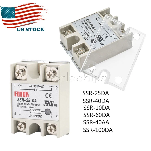 25A/40A/60A SSR-25DA 10DA 40DA 60DA Solid State Relay Module Alloy Heat ...